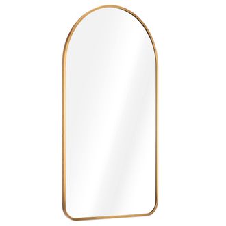 Navaris Wandspiegel gew&ouml;lbt mit Rahmen - Deko Spiegel 110 x 50 cm - Ganzk&ouml;rper Spiegel zum Aufh&auml;ngen - abgerundeter Badezimmerspiegel Flur WC - Bronze