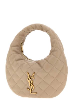 Saint Laurent Womens Sand Nappa Leather Icarino Shoulder Bag Darkbeige Borse A Mano