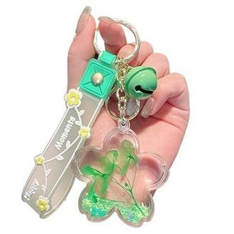 Generic Joli porte-cl&eacute;s en forme de bouteille de Sakura avec sable mouvant liquide, beau porte-cl&eacute;s romantique flottant en forme de boule de cerisier, Vert, t