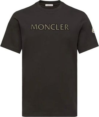 Moncler Homme, Tops, Noir, Taille: 2XL Logo-Trimmed Cotton T-shirt