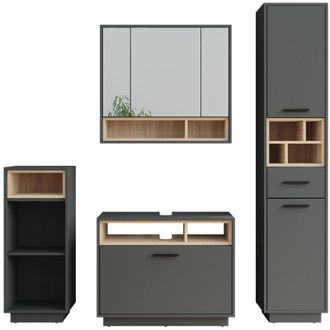 Vicco Badm&ouml;bel-Set Beatrice, Anthrazit/Sonoma, Set 4