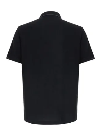 Emporio Armani Mens Polo Shirt Piquet Black Cotton T-Shirts And Polos