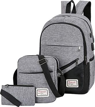 Generic Sac &agrave; dos pour &eacute;tudiant de lyc&eacute;e pour gar&ccedil;ons et filles, sac &agrave; dos &agrave; trois ordinateurs, sac &agrave; bandouli&egrave;re d&eacute;contract&eacute; assorti sac &agrave; dos pour homme pou