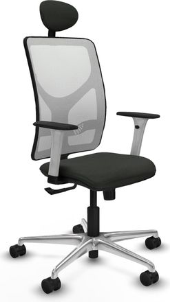 Piqueras y Crespo Schreibtischstuhl aus Netzstoff mit schwarzen Armlehnen, h&ouml;henverstellbare Lendenwirbelst&uuml;tze und festes Kopfteil, ausgestattet mit 3 Positionen und S