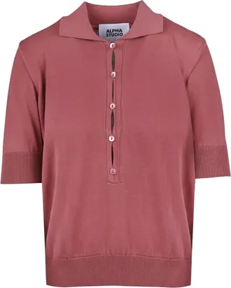 Alpha Studio Femme, Tops, Rose, Taille: 38 FR Polo en coton &agrave; manches courtes