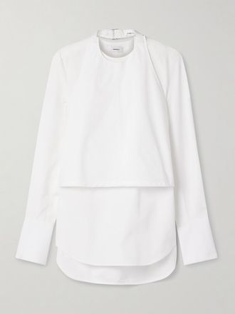 Wardrobe.NYC Wandelbares, Mehrlagiges Hemd Aus Baumwollpopeline Mit Schnalle - Wei&szlig;