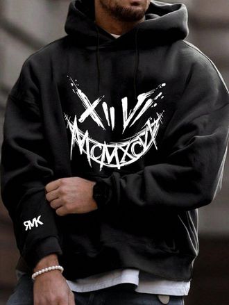 rmk Hoodie Herren Kapuzenpullover Pullover Winter Langarm Smile Smiley mit Baumwolle