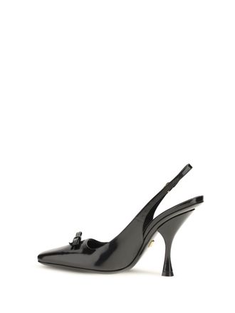 Dolce & Gabbana Square-Toe Calf Leather Slingback Pump - Black