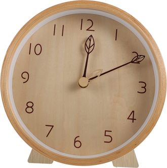 Aboofan Holzuhr Tischuhr Aus Holz Stumm Design B&uuml;ro Dekor Wohnraum 8 Zoll Naturholz Rahmen