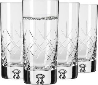 Krosno Wasser-, Saft- & Longdrinkgl&auml;ser 300 ml - 4er Set - Saga Kollektion - Kristallglas - Handgefertigt & Geschliffen - Geschenk
