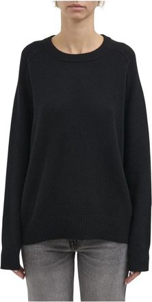 Soft Goat Boyfriend Crewneck - - Knitwear - Damen - Schwarzk - S