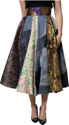 Dolce & Gabbana Femme, Jupes, Multicolore, Taille: 40 FR Patchwork High Waisted Midi Skirt