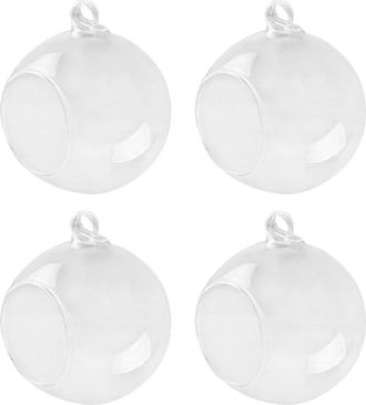 Vosarea 4 Stücke Teelichtglas Transparent Weihnachtskugeln Baumschmuck Christbaumkugeln Sukkulenten Vase Glasvase Weihnachtsanhänger Glaskugeln Teelichthalter