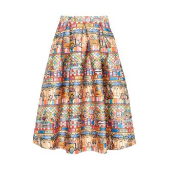 Alessandro Enriquez Femme, Jupes, Multicolore, Taille: 40 FR Printed Midi Skirt