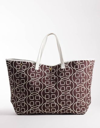 GANT Sac de plage oversize en toile - Marron-Brown