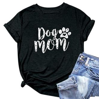 Generic T-shirt pour femme avec imprim&eacute; - T-shirt mignon &agrave; manches courtes pour maman et chien, Noir, XXL