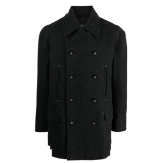 Vivienne Westwood Gestreifter Caban-Mantel - - Coats - Herren - Schwarzk - XL
