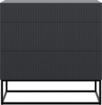 Selsey Kommode Schrank Aufbewahrungsschrank 90 cm Mit 3 Schubladen Schwarz Schwarze Beine Veldio