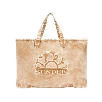 Sundek Femme, Sacs, Beige, Taille: ONE Size Grand sac de plage teint en pi&egrave;ce