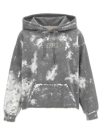 Maison Margiela Paint-Stained Cotton Hoodie - Gray