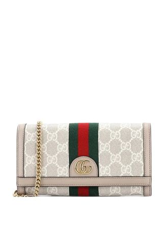 Gucci pochette Ophidia Wallet on Chain GG Coated Canvas with Leather - Tons neutres