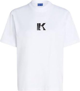 Karl Lagerfeld Karl Lagerfeld Jeans, Femme, T-Shirt &Agrave; Manches Courtes Avec Logo K, Coupe R&eacute;guli&egrave;re, Blanc, XS
