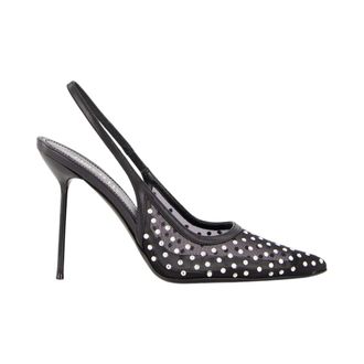 PARIS TEXAS Kristall Slingback mit schwarzem Mesh - - Shoes - Damen - Schwarzk - 39 EU