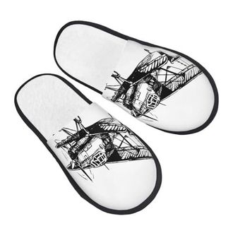 Generic Pantoufle Maison Motif DAvion Noir Chaudes Pantoufles Confortable Chaussons Maison Doux Hiver Chaussures Chaudes Pour Chambre Camping Voyages M