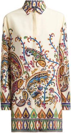 Etro Femme, Robes, Beige, Taille: 38 FR Longue chemise avec fentes lat&eacute;rales