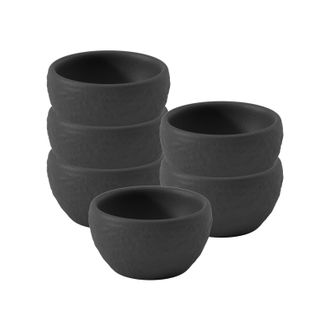 Villeroy & Boch Manufacture Rock Eierbecher 6er Set Schwarz, Spülmaschinenfest, Matte Schieferoptik, Modernes Design, Als Shotglas/Schnapsglas Verwendbar, Premium Por