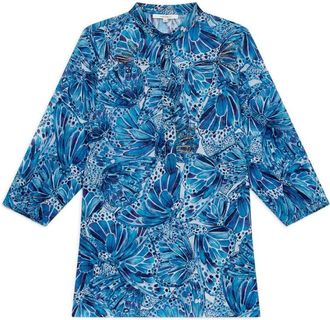 Maliparmi Maliparmi, Femme, Blouses et Chemises, Bleu, Taille: 36 FR Sweet Butterfly Shirt
