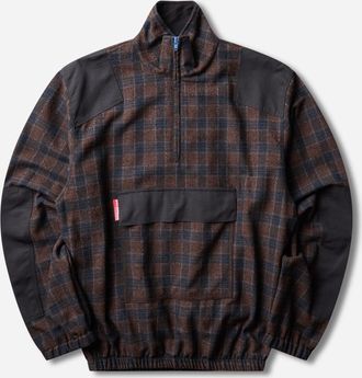 GR10K Men s 55000 Replicated Half Zip Top Brown Blue Plaid