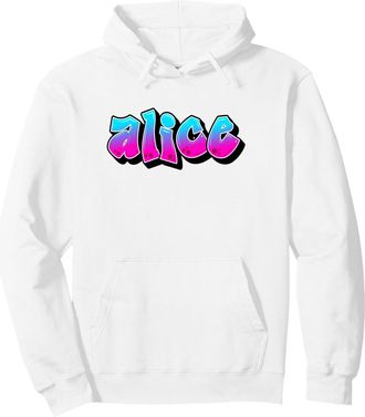 BDAZ Alice Graffiti Personalisierter Name Blau Rosa Frauen M&auml;dchen Pullover Hoodie