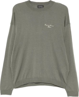 Emporio Armani pull &agrave; logo brod&eacute; - Vert