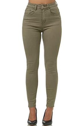 Elara Pantalon Femme Super Taille Haute Chunkyrayan EL12 Khaki 46 (3XL)