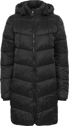 Kaffe Damen Womens Puffer Coat High Collar Hooded Mid-Thigh Length Zipper Regular Fit Mantel, Black Deep, 40