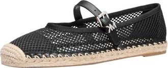 Michael Kors Femme Lynn Ballet Espadrille Flat Thong Sandal String Plat, Signature/Cuir Nappa/Noir, 37.5 EU