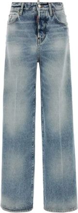 Dsquared2 Femme, Jeans, Bleu, Taille: 34 FR Jean Baggy D&eacute;lavage Diagonale Clair