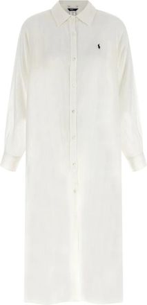 Polo Ralph Lauren Femme, Robes, Blanc, Taille: 40 FR Longue Robe Chemise Maxi Boyfriend en Lin
