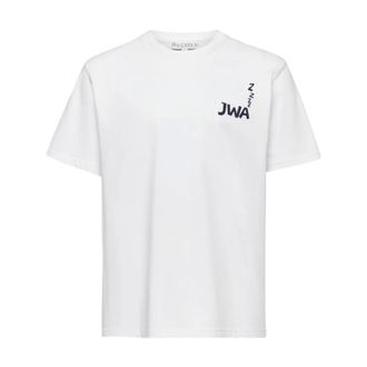 J.W.Anderson Homme, Tops, Blanc, Taille: L T-shirt col rond avec logo
