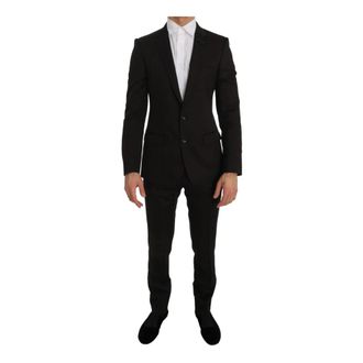 Dolce & Gabbana Brauner Jacquard Slim Fit Anzug - Modell Martini - - Suits - Herren - Braun - S
