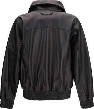 Balenciaga High-Neck Lamb Leather Jacket - Black