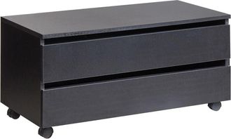 Beliani Beliani - Kommode Schwarz MDP-Platte Schmal mit Rollen 2 Schubladen Modern Badezimmer Ausstattung Badm&ouml;bel Rollbarer Schubladenschrank