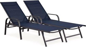 Habitat et Jardin Lot de 2 Bains de soleil en m&eacute;tal Farniente - Bleu nuit