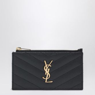 Saint Laurent Black quilted Cassandre card holder