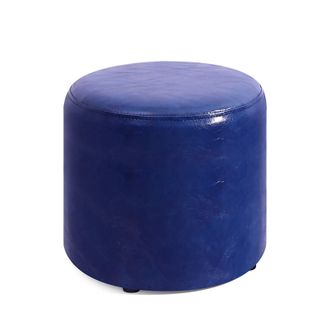 Generic RoundOttoman Kunstleder-Fußstütze, Schuhbank, weich gepolsterter Hocker, Holzrahmen, kleiner Sitz für Zuhause, Büro, Blau, 35 x 35 x 35 cm