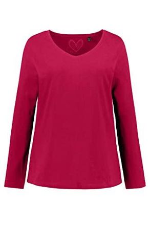 Ulla Popken Shirt Manches Longues, Rouge, 48-50 Femme