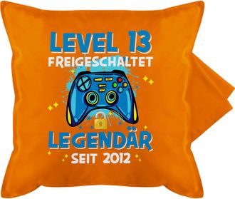 Shirtracer Kissenbezug - 13. Geburtstag Kissen - Level 13 freigeschaltet Legendär seit 2012-50 x 50 cm - Orange - Unlocked Geschenke zum Geburtstags für jährige 