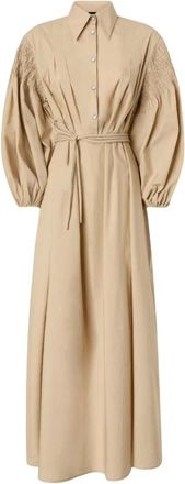 Pinko Pinko, Femme, Robes, Beige, Taille: 32 FR Longue Robe Chemise avec Ceinture