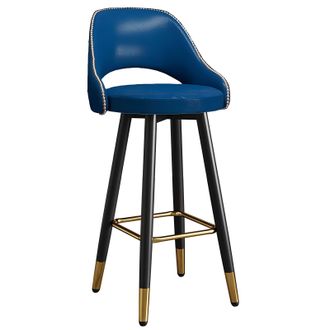 Generic Drehbarer Barhocker in Tresenh&ouml;he, K&uuml;cheninselhocker, gepolstert mit geschwungener R&uuml;ckenlehne aus PU-Leder, Fu&szlig;st&uuml;tze aus Metall f&uuml;r Fr&uuml;hst&uuml;ck und Bi